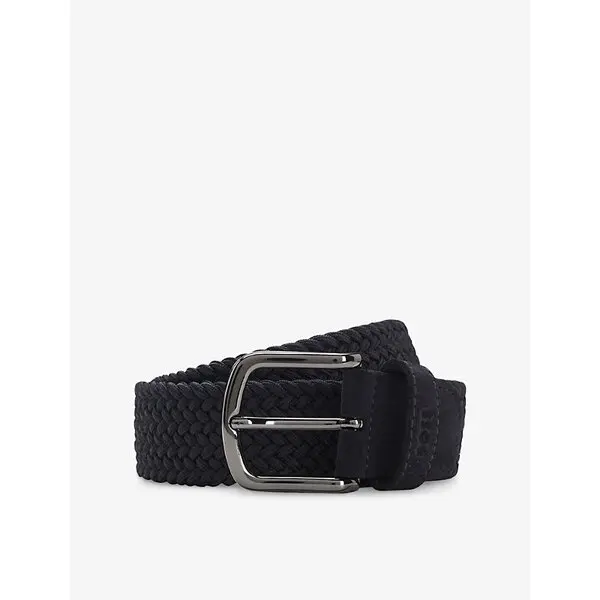 BOSS Woven-design Suede Belt - Dark Blue