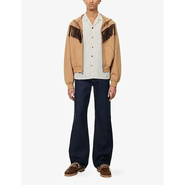AUSTIN POST Fringed Zip-up Cotton Hoody