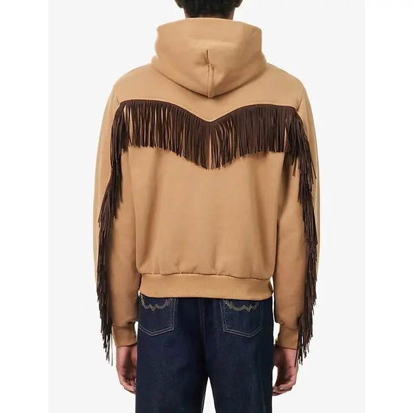 AUSTIN POST Fringed Zip-up Cotton Hoody
