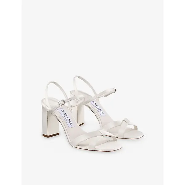 JIMMY CHOO Elsy 85 Satin Sandals - Ivory