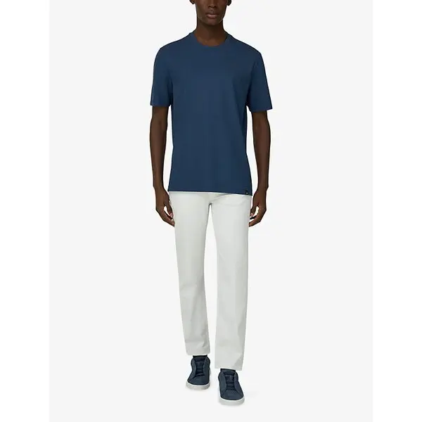 Boggi Milano Garment-dyed Straight-leg Stretch Denim-blend Jeans - Ice