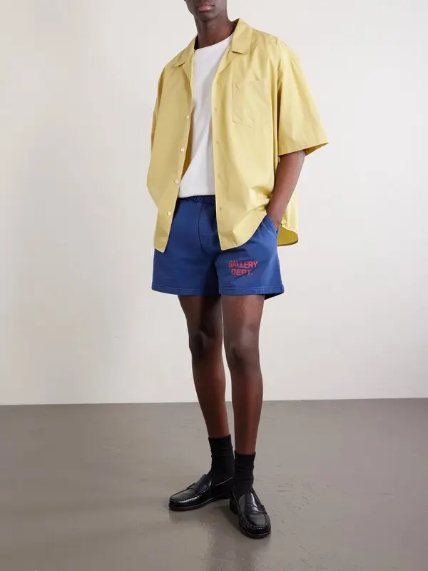 GALLERY DEPT. Zuma Straight-leg Logo-print Cotton-jersey Shorts - Blue