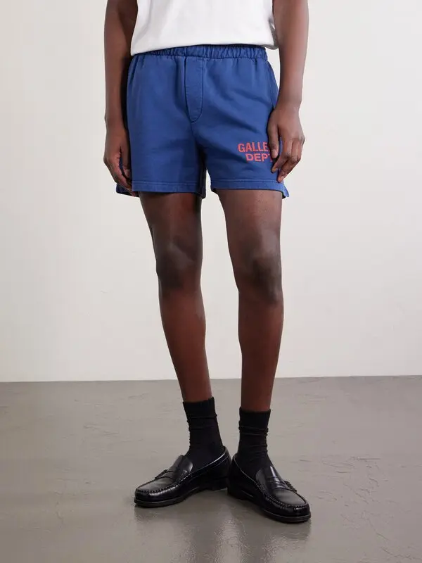 GALLERY DEPT. Zuma Straight-leg Logo-print Cotton-jersey Shorts - Blue
