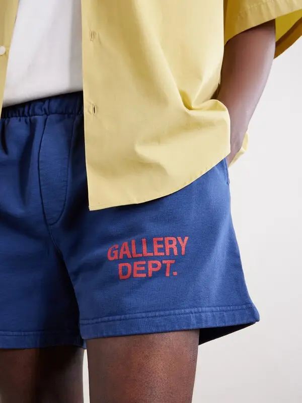 GALLERY DEPT. Zuma Straight-leg Logo-print Cotton-jersey Shorts - Blue
