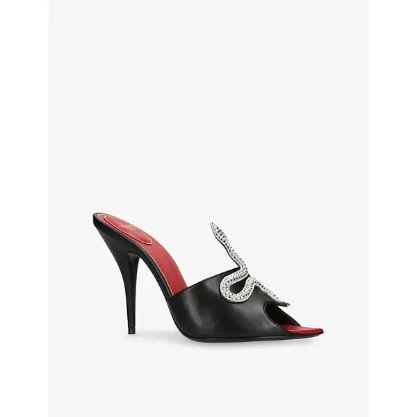 Valentino Garavani Coeur Vipère Leather Heeled Sandals - Blk/other