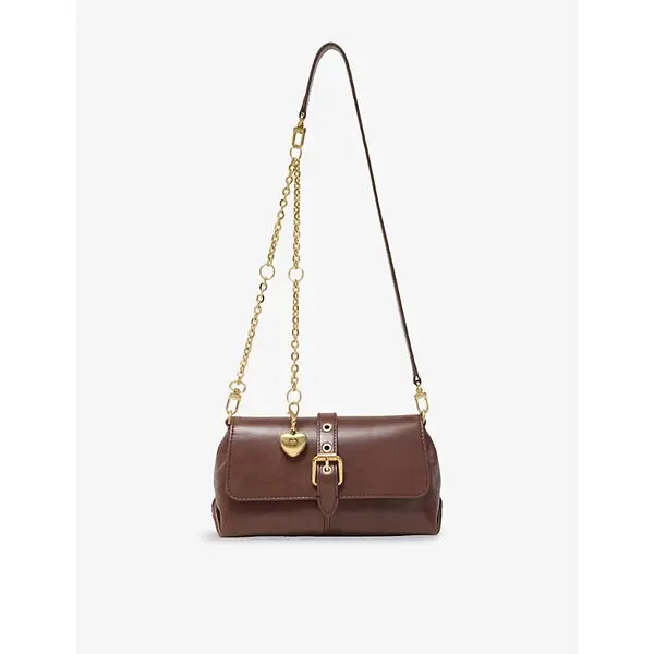 Maje Leather Shoulder Bag - Brown