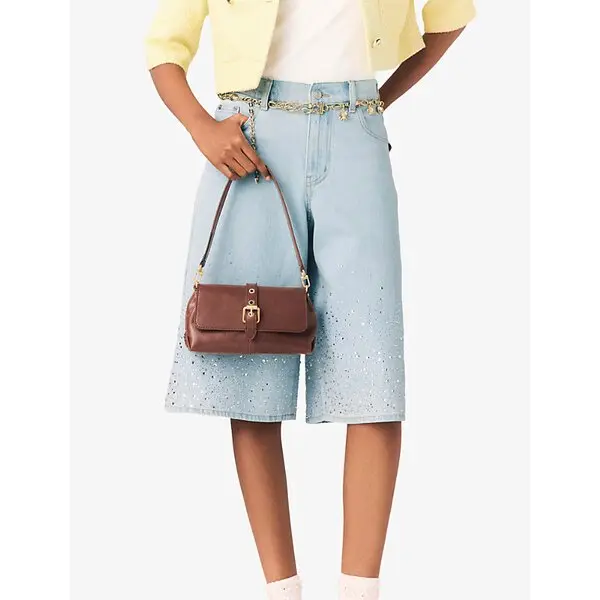 Maje Leather Shoulder Bag - Brown