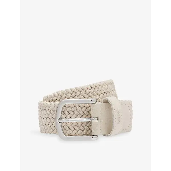 BOSS Logo-embossed Woven Belt - Open Beige
