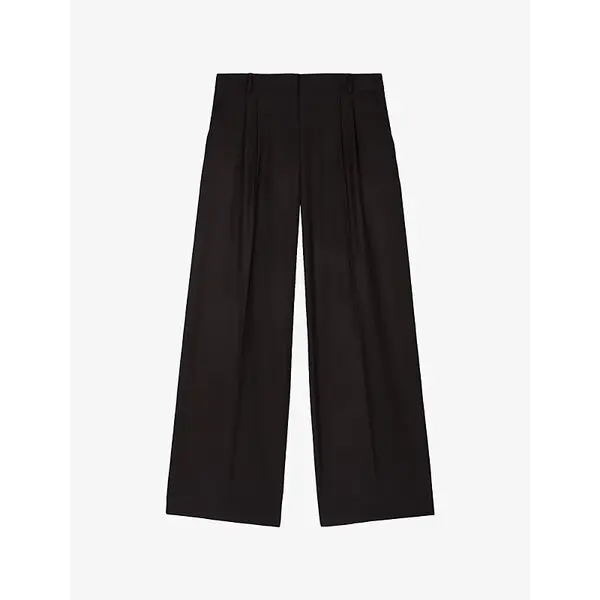 The Kooples Wide-leg Mid-rise Wool Trousers