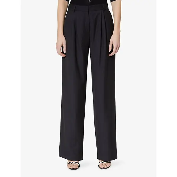 The Kooples Wide-leg Mid-rise Wool Trousers