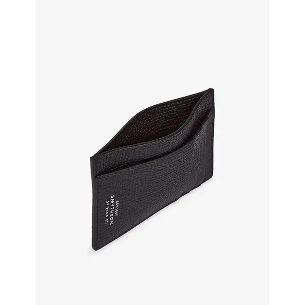 Smythson Large Flat Card Holder In Panama - Black