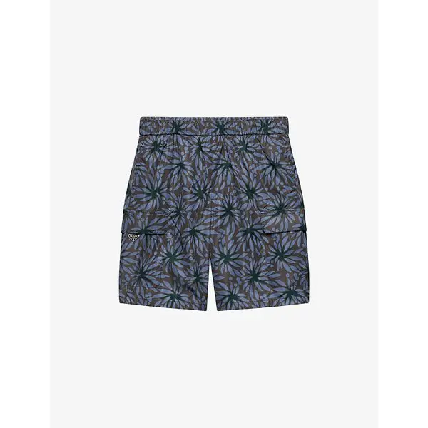 Prada Floral-print Re-nylon Swim Shorts - Grey