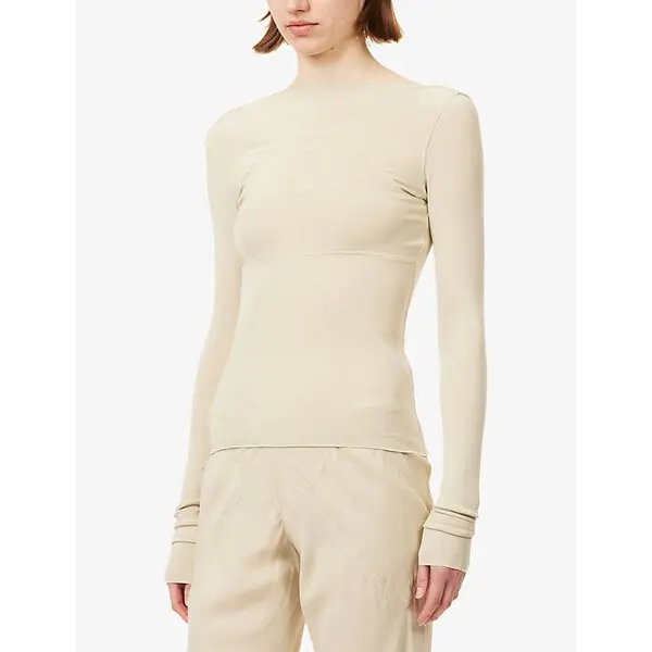 Rick Owens High-neck Long Sleeve Stretch-woven Top - Sand