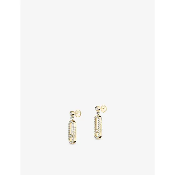 Messika Move Uno Stud 18ct Gold And Diamond Earrings - Yellow