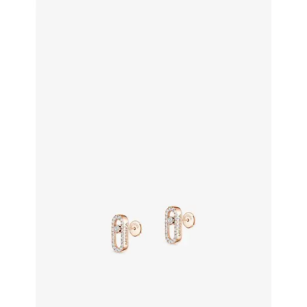 Messika Move Uno 18ct Gold And 0.16ct Diamond Stud Earrings - Pink