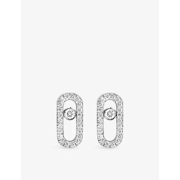 Messika Move Uno 18ct Gold And 0.16ct Diamond Stud Earrings - White