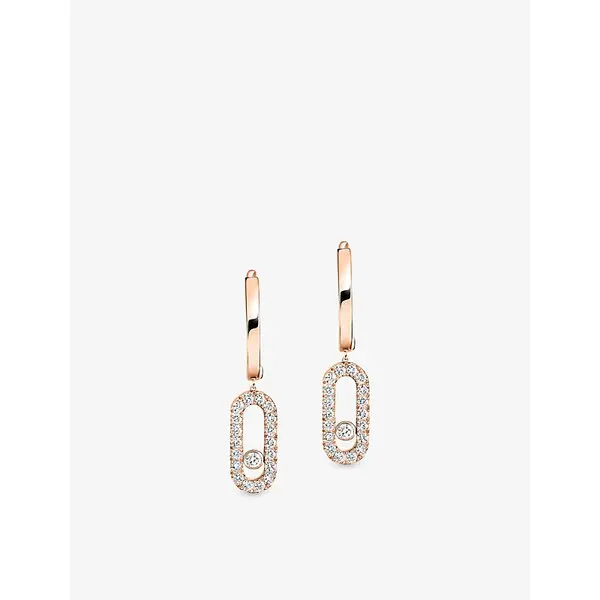 Messika Move Uno 18ct Gold And 0.19ct Diamond Hoop Earrings - Pink