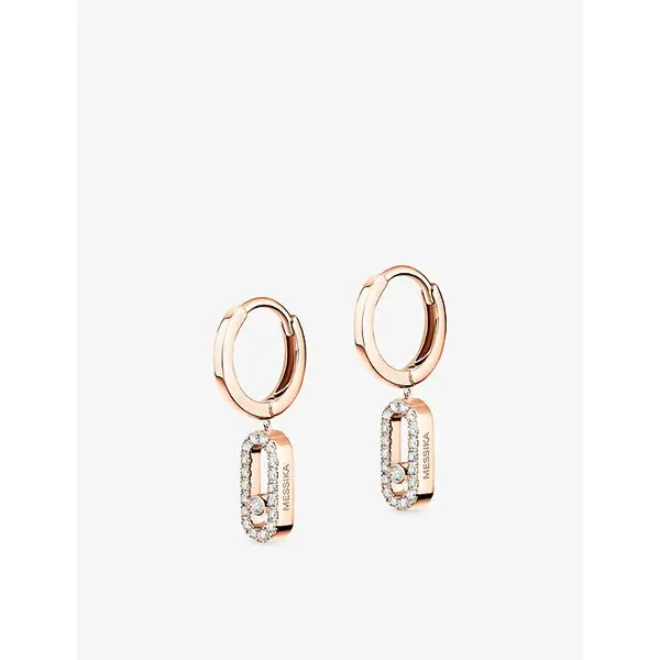 Messika Move Uno 18ct Gold And 0.19ct Diamond Hoop Earrings - Pink