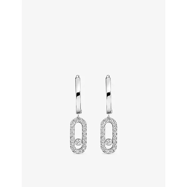 Messika Move Uno 18ct Gold And 0.19ct Diamond Hoop Earrings - White