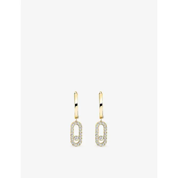 Messika Move Uno 18ct Gold And 0.19ct Diamond Hoop Earrings - Yellow