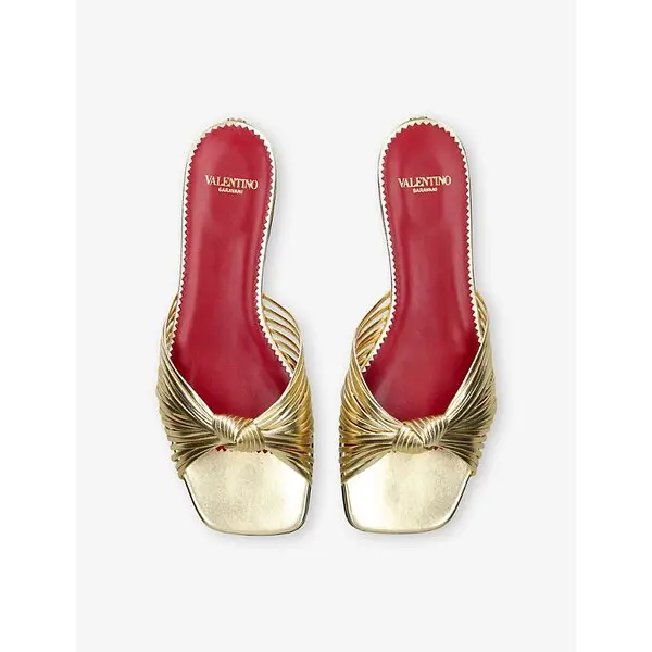 Valentino Garavani Annet Leather Slides - Gold