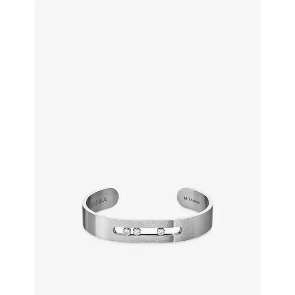 Messika Move Titanium And Diamond Bangle Bracelet - Grey