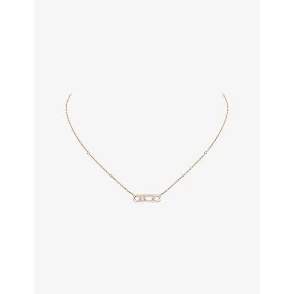 Messika Move Classique Baby Move 18ct Gold And 0.14ct Diamond Necklace - Pink
