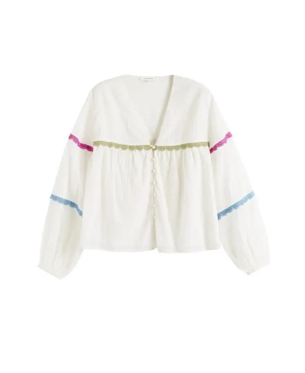 Chinti & Parker Cotton Scallop Blouse - Cream