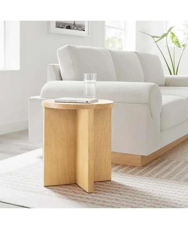 MODWAY Silas Round Wood Side Table - Natural