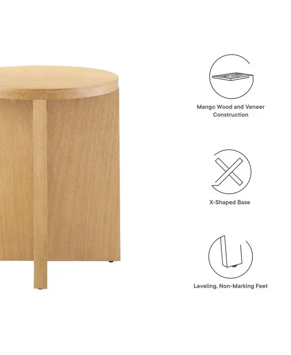 MODWAY Silas Round Wood Side Table - Natural