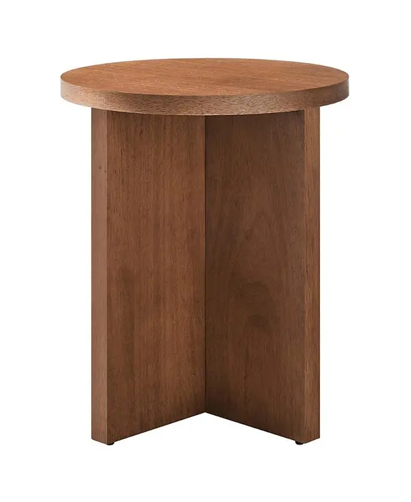 MODWAY Silas Round Wood Side Table - Walnut