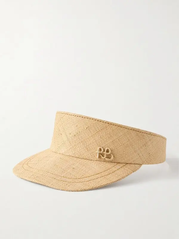 Ruslan Baginskiy Embroidered Straw Visor - Neutrals