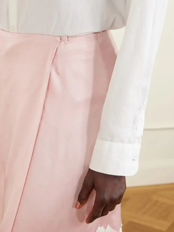 Stella McCartney Lace-trimmed Satin Midi Skirt