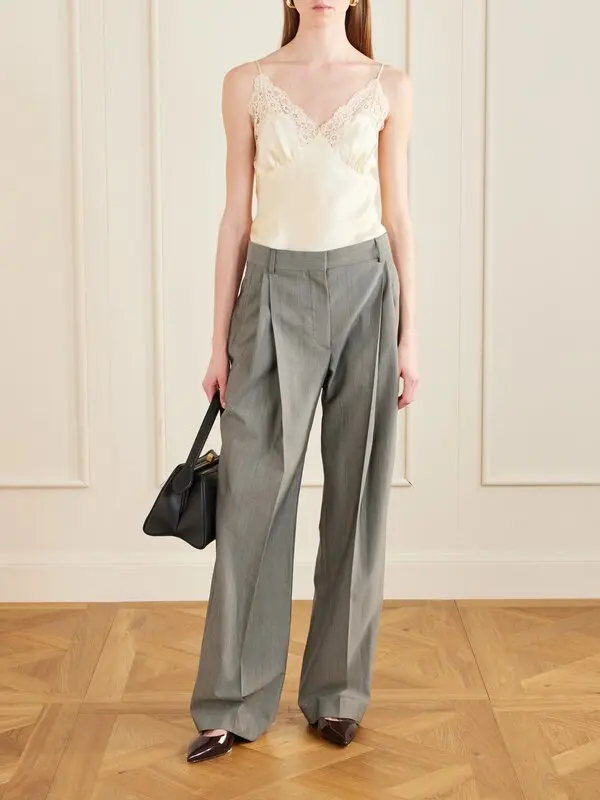 Stella McCartney Pleated Straight-leg Wool-blend Pants