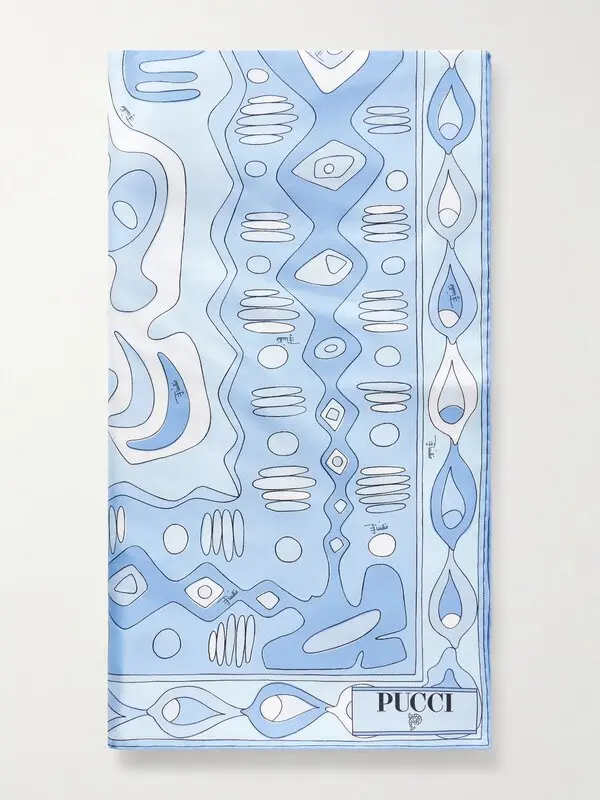 Emilio Pucci Printed Silk-twill Scarf - Blue