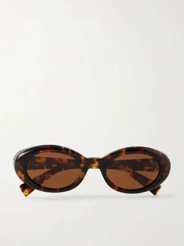 Miu Miu Rounded-frame Acetate Sunglasses - Tortoiseshell