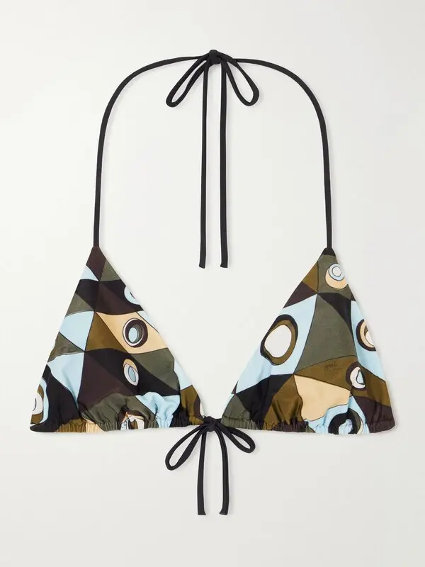 Emilio Pucci Printed Triangle Bikini Top - Green