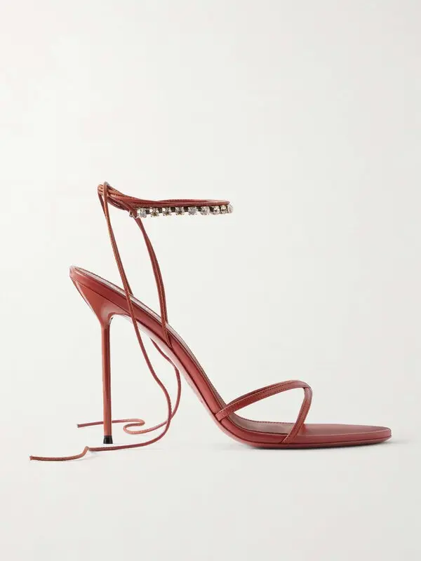 Paris Texas Lidia Embellished Lace-up Leather Sandals - Brick