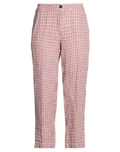 Massimo Alba Linen Houndstooth Cropped Pants - Red