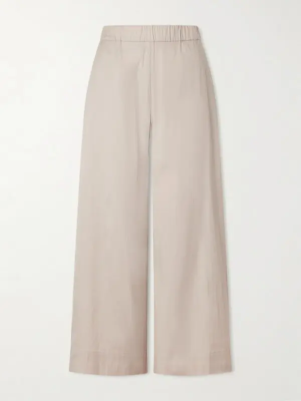 Max Mara Pece Cotton-blend Wide-leg Pants - Neutrals