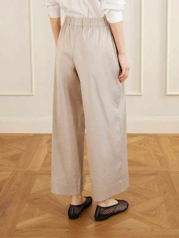 Max Mara Pece Cotton-blend Wide-leg Pants - Neutrals