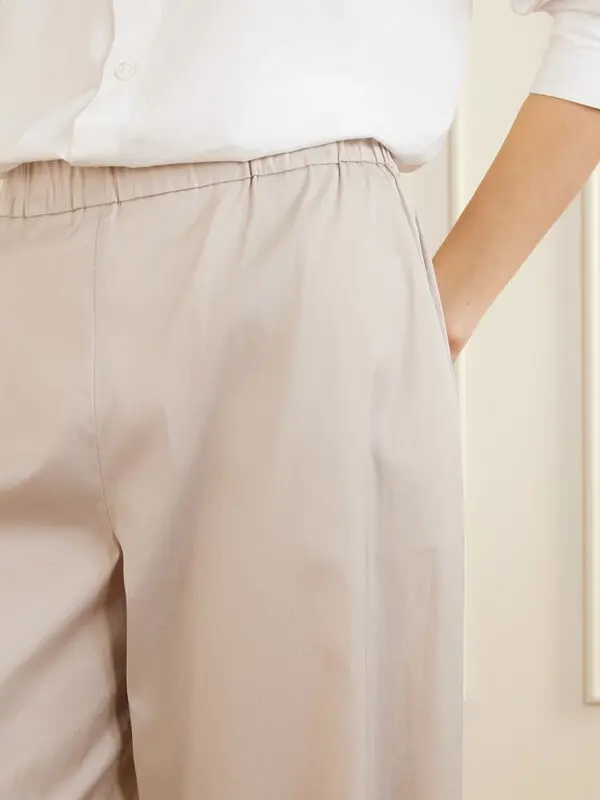 Max Mara Pece Cotton-blend Wide-leg Pants - Neutrals