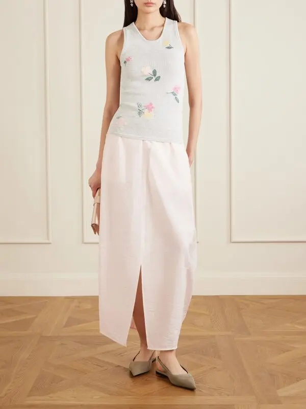 Bernadette Clementine Floral-jacquard Ribbed Tank Top