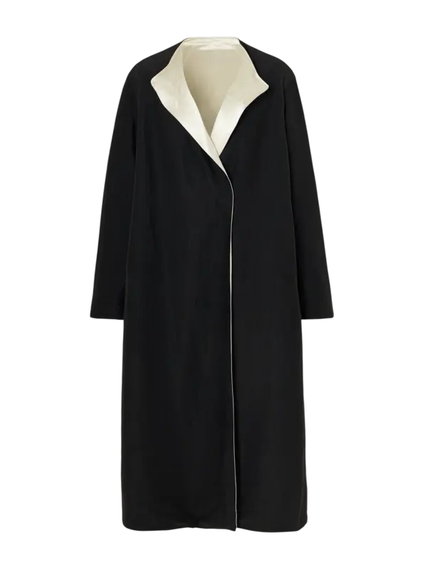 Maria Mcmanus Reversible Twill And Hammered-satin Coat - Black