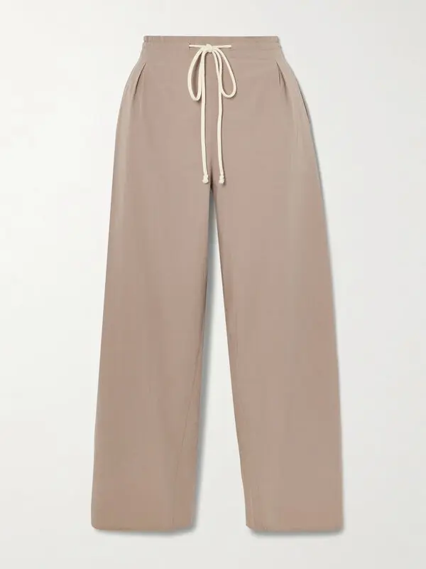 Maria Mcmanus Rope-trimmed Organic Cotton-poplin Wide-leg Pants - Neutrals