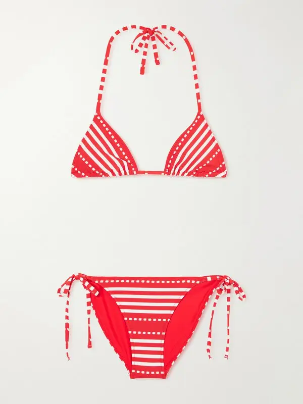 LEMLEM Malia Striped Triangle Bikini - Red