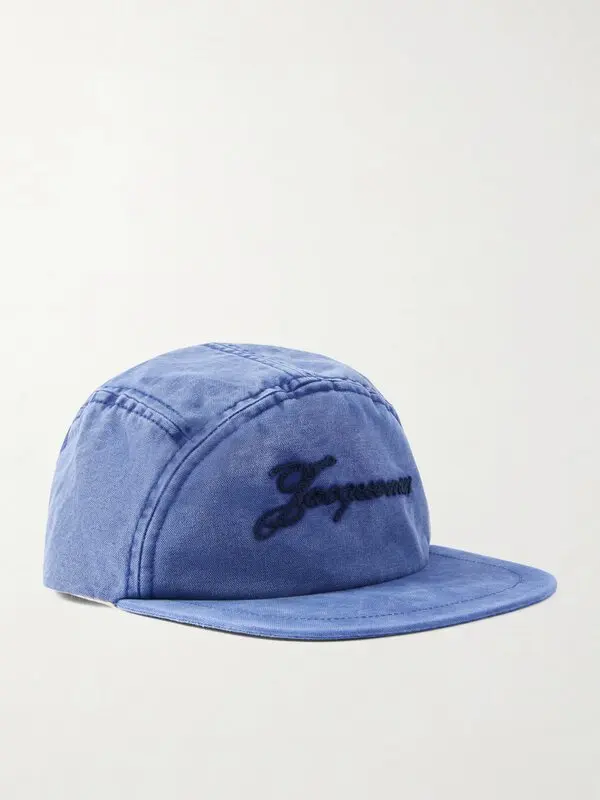 Jacquemus Gardian Embroidered Cotton Baseball Cap - Blue