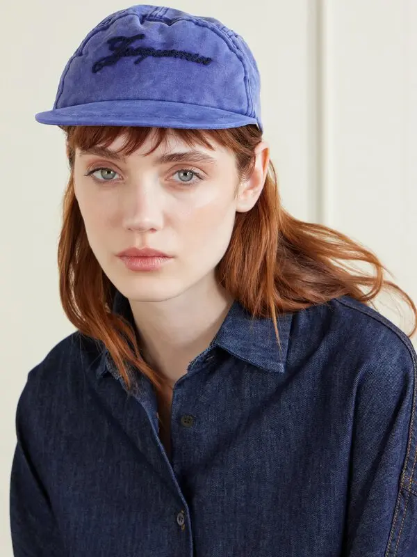 Jacquemus Gardian Embroidered Cotton Baseball Cap - Blue