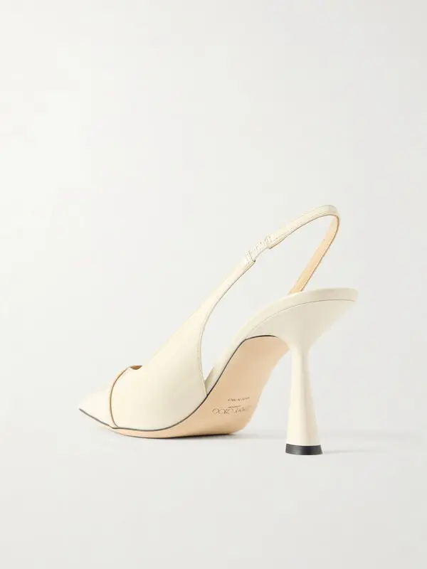 JIMMY CHOO Amita 85 Embellished Patent-leather Slingback Pumps - Neutrals