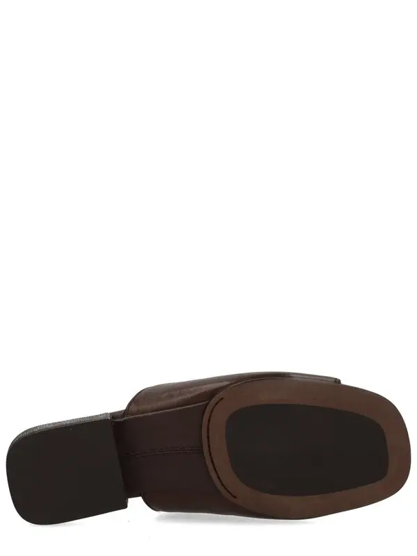 Brunello Cucinelli Leather Sandal With Heel - Brown